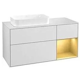 Villeroy & Boch Villeroy und Boch Finion Waschtischunterschrank G281HFMT 120cm, Abdeckplatte white matt, Emotion, Regal rechts Gold matt, White matt lacquer