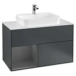 Villeroy & Boch Villeroy und Boch Finion Waschtischunterschrank G361GKHG 100cm, Abdeckplatte white matt, Emotion, Regal links Anthracite matt, Midnight Blue Matt Lacquer