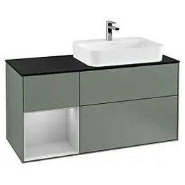 Villeroy & Boch Villeroy und Boch Finion Waschtischunterschrank G392GJGM 120cm, Abdeckplatte black matt, Emotion, Regal links Light grey matt, Olive Matt Lacquer