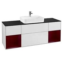 Villeroy & Boch Villeroy und Boch Finion Waschtischunterschrank G452HBMT 160cm, Abdeckplatte black matt, Emotion, Regale Peony matt lacquer, White matt lacquer