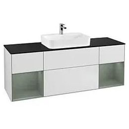 Villeroy & Boch Villeroy und Boch Finion Waschtischunterschrank G452GMMT 160cm, Abdeckplatte black matt, Emotion, Regale Olive matt lacquer, White matt lacquer