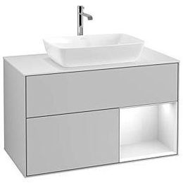 Villeroy & Boch Villeroy und Boch Finion Waschtischunterschrank F781GFGJ 100cm, Abdeckplatte white matt, Regale Glossy white lacquer, Light grey matt