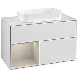 Villeroy & Boch Villeroy und Boch Finion Waschtischunterschrank G241HHMT 100cm, Abdeckplatte white matt, Emotion, Regal links Sand Matt Lacquer, White matt lacquer