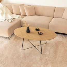 Home Deluxe Couchtisch Oval NOVARIS - Fishbone Oak