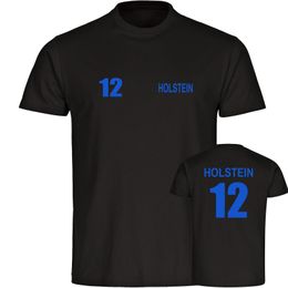 multifanshop Herren T-Shirt - Holstein - Trikot Nummer 12 - Druck blau - Männer