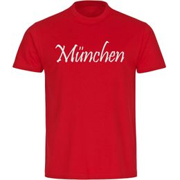 multifanshop Kinder T-Shirt - München rot - Schriftzug - Druck weiß - Kind