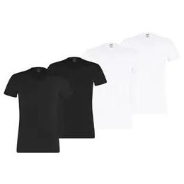 Mendler PUMA Herren T-Shirt, 4er Pack - Basic V-Neck, V-Ausschnitt, Kurzarm, uni Schwarz/Weiß XL