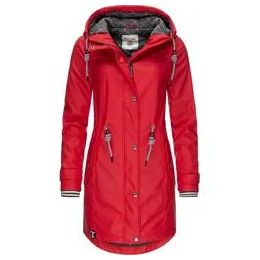 Regenjacke PEAK TIME "L60042" Gr. M (38), rot (feuerrot) Damen Jacken stylisch taillierter Regenmantel für