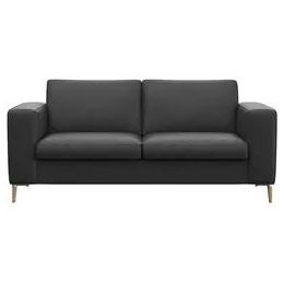 2-Sitzer FLEXLUX "Fiore Designsofa, bequem und komfortabel durch hochwertigen Sitzaufbau" Sofas Gr. B/H/T: 164cm x 85cm x 92cm, Echtleder, schwarz (deep schwarz) breite Armlehnen, Kaltschaum, Füße Alu+ Eiche