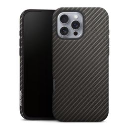 DeinDesign iPhone 16 Pro Max Handy Panzer Handyh&uuml;lle robuste Outdoor H&uuml;lle Schutzh&uuml;lle gl&auml;nzend Carbon Metallic Look Muster Tough Case