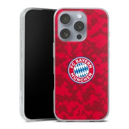 DeinDesign iPhone 16 Pro Handy Silikon H&uuml;lle Case transparent Handyh&uuml;lle Camouflage Fcb Fc Bayern M&uuml;nchen Silikon Case