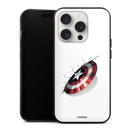 DeinDesign iPhone 15 Pro Handy Slim Case extra d&uuml;nn Silikon Handyh&uuml;lle schwarz H&uuml;lle Captain America Official Licensed Product Marvel Silikon Slim Case