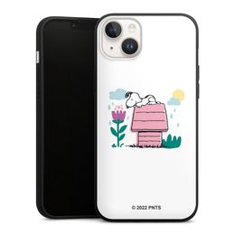DeinDesign iPhone 14 Handy Premium Silikon H&uuml;lle Handyh&uuml;lle schwarz Case Snoopy Dog Official Licensed Product Silikon Premium Case