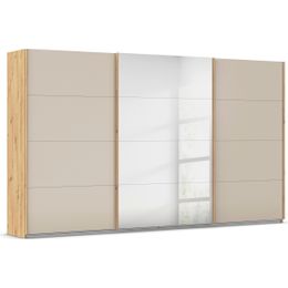 Schwebetürenschrank Rauch "Kleiderschrank Kleiderschränke Schrank Garderobe AGORDO mit Glasfront" Schränke Gr. B/H/T: 360 cm x 210 cm x 62 cm, 3 St., beige (eiche artisan, glas champagner) durchdachte Innenausstattung, in 4 Breiten und 2 Höhen MADE IN GERMANY