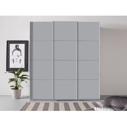 Schwebetürenschrank Rauch "Kleiderschrank Schrank Garderobe TOPSELLER OTELI inkl. Inneneinteilung" Schränke Gr. B/H/T: 203 cm x 229 cm x 62 cm, grau (seidengrau) mit 3 Innenschubladen sowie zusätzlichen Einlegeböden MADE IN GERMANY