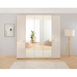 Drehtürenschrank Rauch "Kleiderschrank Schrank Garderobe KOLUNA mit Glastüren und Spiegel" Schränke Gr. B/H/T: 226 cm x 229 cm x 54 cm, 5 St., beige (eiche artisan, glas champagner) inkl. 2 Innenschubladen sowie extra Einlegeböden MADE IN GERMANY