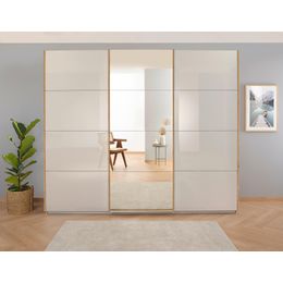 Schwebetürenschrank Rauch "Kleiderschrank Schrank Garderobe KOLUNA mit Glastüren und Spiegel" Schränke Gr. B/H/T: 271 cm x 229 cm x 62 cm, 3 St., beige (eiche artisan, glas champagner) inkl. 2 Innenschubladen sowie extra Einlegeböden MADE IN GERMANY