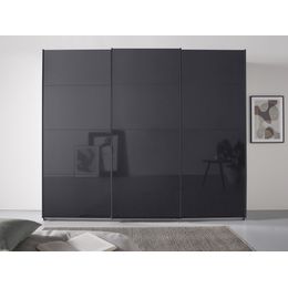 Schwebetürenschrank Rauch "Kleiderschrank Schrank Garderobe TOPSELLER OTELI inkl. Inneneinteilung" Schränke Gr. B/H/T: 271 cm x 229 cm x 62 cm, grau (graumetallic, hochglanz effektgrau) mit 3 Innenschubladen sowie zusätzlichen Einlegeböden MADE IN GERMANY