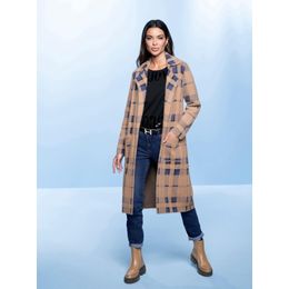 Strickjacke Heine Gr. 34, blau (camel, royalblau, kariert) Damen Strickjacken