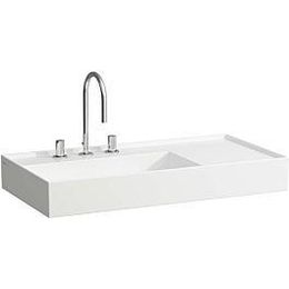 Laufen Kartell Waschtisch 8103380008151, 90x46cm, weiß, Ablage rechts, 2 Hahnlöcher, Saphirkeramik