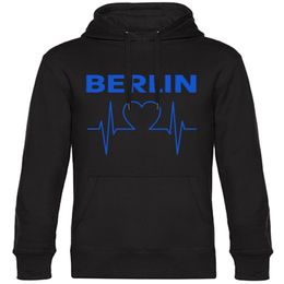 multifanshop Kapuzen Sweatshirt - Berlin blau - Herzschlag - Druck blau - Hoodie