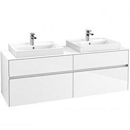 Villeroy & Boch Villeroy & Boch Collaro Waschtischunterschrank C02400DH 160x54,8x50cm, für 2 Waschtische, Glossy White