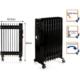 Domo Lradiator mit Rollen 9 Rippen, 3 Stufen 2000 Watt, 64x42cm