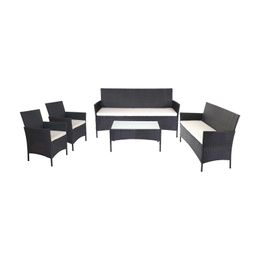 MCW 3-2-1-1 Poly-Rattan Garten-Garnitur Hamar, Lounge-Set Sitzgruppe Sofa ~ anthrazit, Kissen creme