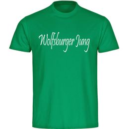 multifanshop® Kinder T-Shirt - Wolfsburg - Wolfsburger Jung - Druck weiß