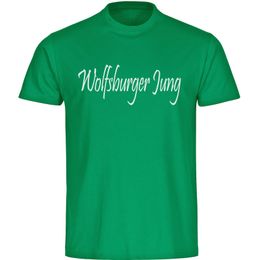 multifanshop Kinder T-Shirt - Wolfsburg - Wolfsburger Jung - Druck weiß - Kind