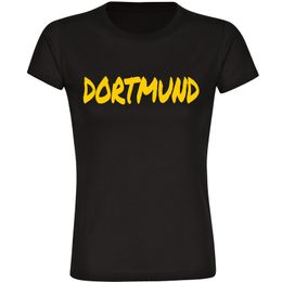 multifanshop Damen T-Shirt - Dortmund - Textmarker - Druck gelb - Frauen