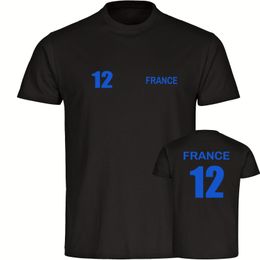 multifanshop® Kinder T-Shirt - France - Trikot 12 - Druck blau