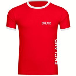 multifanshop® Kontrast T-Shirt - England - Brust & Seite - Druck weiß