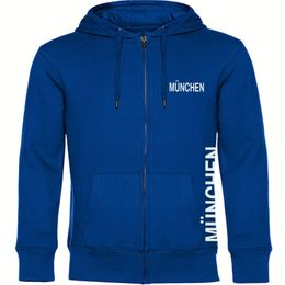 multifanshop® Kapuzen Sweatshirt Jacke - München blau - Brust & Seite - Druck weiß