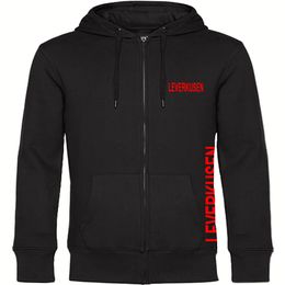 multifanshop Kapuzen Sweatshirt Jacke - Leverkusen - Brust & Seite - Druck rot - Sweat