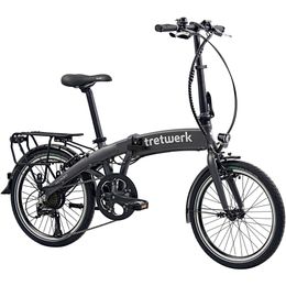 E-Bike Tretwerk "Akimbo" E-Bikes Gr. 32 cm, 20 Zoll (50,80 cm), grau (anthrazit) Pedelec, Elektrofahrrad für Damen u. Herren, Faltrad