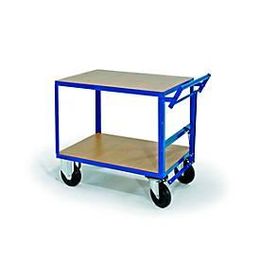 ROLLCART Tischwagen, 2 Ladeflächen, Totmannbremse, Tragkraft 500 kg, 1000 x 700 mm