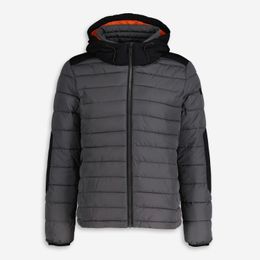 TK Maxx Dunkelgraue Pufferjacke mit Kapuze