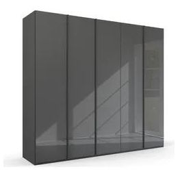 Drehtürenschrank Rauch "Skat Meridian" Schränke Gr. B/H/T: 251cm x 235cm x 63cm, 5 St., grau (graphit/glas basalt) Glasfront, inkl. Innenspiegel und 4 Innenschubladen