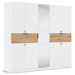 Drehtürenschrank Rauch "Kleiderschrank Schrank Garderobe Wäscheschrank TICAO mit 2 Schubladen" Schränke Gr. B/H/T: 226 cm x 210 cm x 54 cm, 9 St., weiß (alpinweiß, eiche artisan) die in der Höhe variabel positioniert werden können MADE IN GERMANY