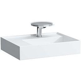 Laufen Kartell Waschtisch 8103350008151, 60x46cm, weiß, Ablage links, 2 Hahnlöcher, Saphirkeramik