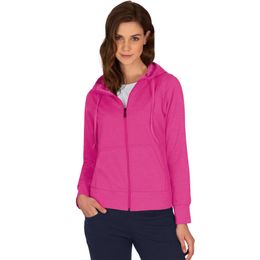 Sweatjacke TRIGEMA "TRIGEMA Kapuzenjacke" Gr. S, lila (hibiskusblüte, melange) Damen Sweatjacken