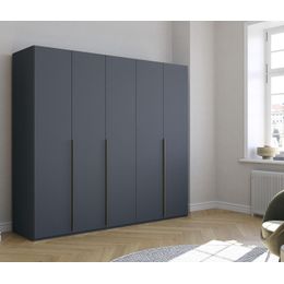 Drehtürenschrank Rauch "Skat Glamour" Schränke Gr. B/H/T: 251 cm x 235 cm x 63 cm, 5 St., grau (graphit) goldene Griffstange und umfangreiche Innenausstattung