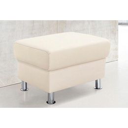 Hocker Trendmanufaktur "Rondo, Polsterhocker zur Serie, Breite 67 cm, F&uuml;&szlig;e chromfarben", wei&szlig; (altwei&szlig;), B:67cm H:46cm T:53cm, Microfaser PRIMABELLE (100% Polyester);Kunstleder SOFTLUX;Struktur (54% Polyacryl, 46% Polyester);NaturLEDER (echtes Rindsleder) im Sitz, Korpus in Kunstleder SOFTLUX, Hocker, Polsterhocker, Fu&szlig;hocker wahlweise mit Federkern, in verschiedenen Bez&uuml;gen bestellbar