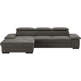 Sit & More Ecksofa SIT & MORE "Alcudia L-Form", grau (fango), B:286cm H:73cm T:174cm, 100% Polyester, Sofas, Ecksofa, wahlweise mit Bettfunktion