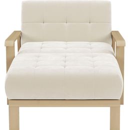 Sit & More Recamiere SIT & MORE "Billund", beige (elfenbein), B:109cm H:88cm T:185cm, 100% Polyester, Sofas, Armlehnen aus Buchenholz in natur, verschiedene Bezüge und Farben