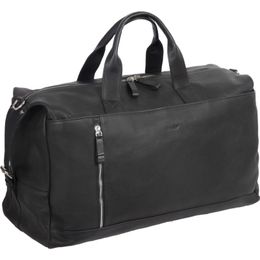 Weekender Alassio "Toro" Gr. B/H/T: 50cm x 21cm x 28cm, schwarz, Glattleder, unifarben, Taschen, mit Trolley-Aufsteck-System