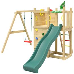 Spielturm Jungle Gym "Deck" Spieltürme grün (dunkelgrün) Kinder Spielanlage mit Schaukel und Rutsche Wasseranschluss