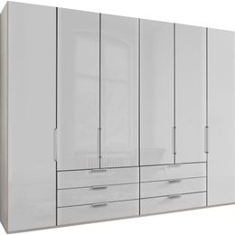 Falttürenschrank Wiemann "Monaco mit hochwertige Beschläge inkl. Schubladendämpfung" Schränke Gr. B/H/T: 295,3 cm x 216 cm x 58 cm, 6 St., weiß (weiß, glas weiß) Drehtürenschrank Kleiderschrank unempfindlichen Glasfront, Made in Germany