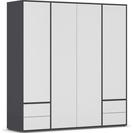 Drehtürenschrank Rauch "Kleiderschrank Schrank Garderobe Wäscheschrank NABILA viel Stauraum" Schränke Gr. B/H/T: 187 cm x 194 cm x 53 cm, 4 St., grau (graumetallic, alpinweiß) mit 2 Schubladen und Push-to-Open Funktion TOPSELLER MADE IN GERMANY